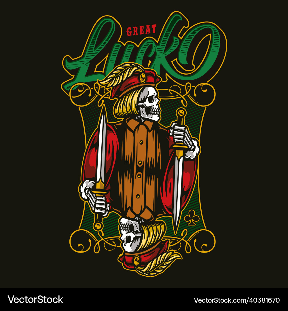 Jack for playing cards colorful emblem Royalty Free Vector