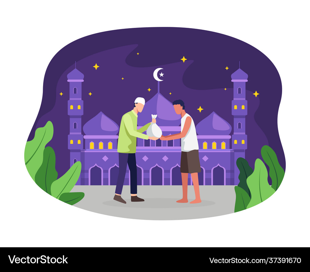 Muslim man giving donation Royalty Free Vector Image
