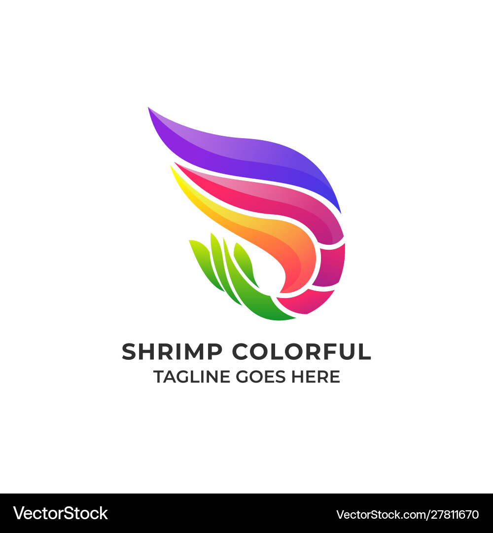 Shrimp colorful design concept template Royalty Free Vector