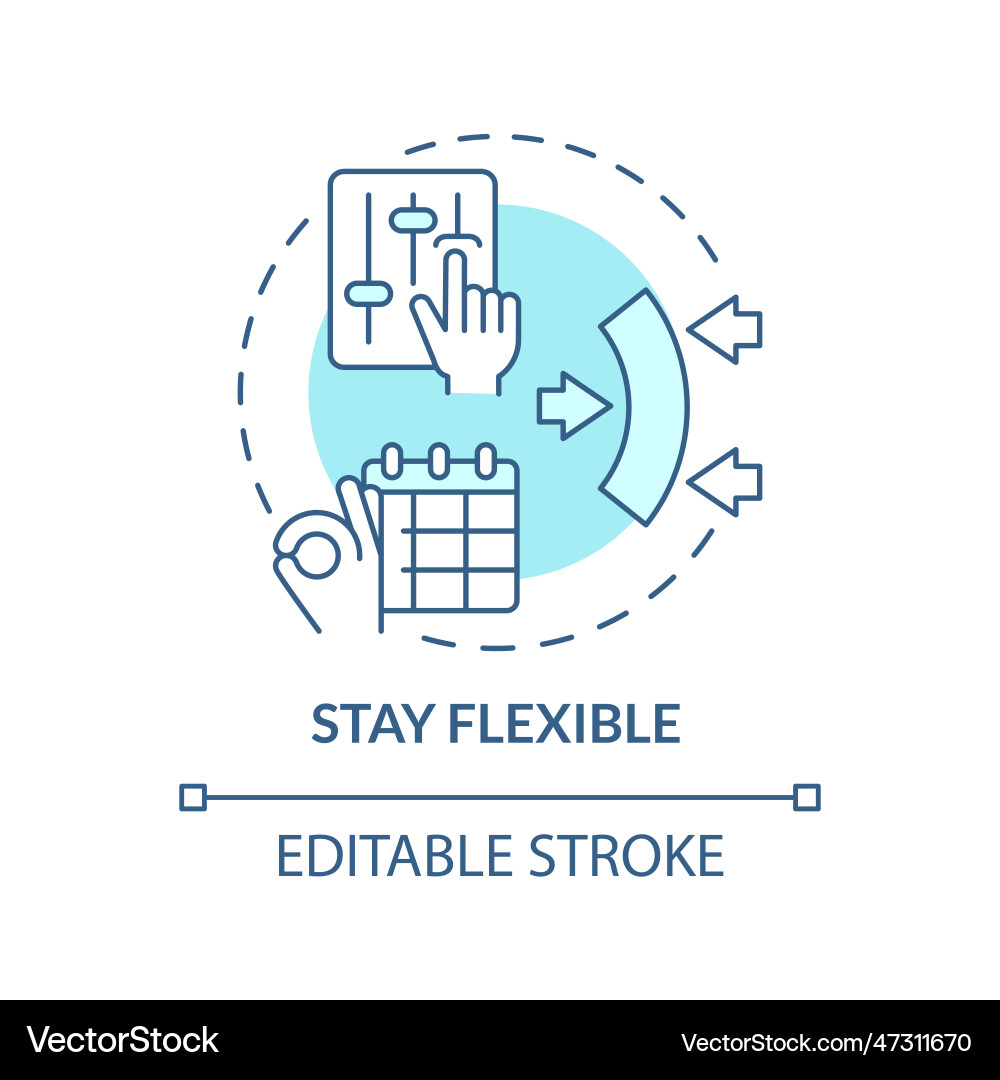 Stay flexible turquoise concept icon Royalty Free Vector