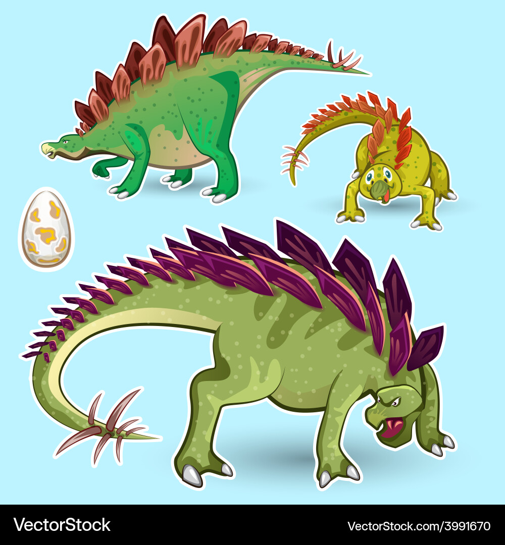 Stegosaurus dinosaurs sticker collection set Vector Image