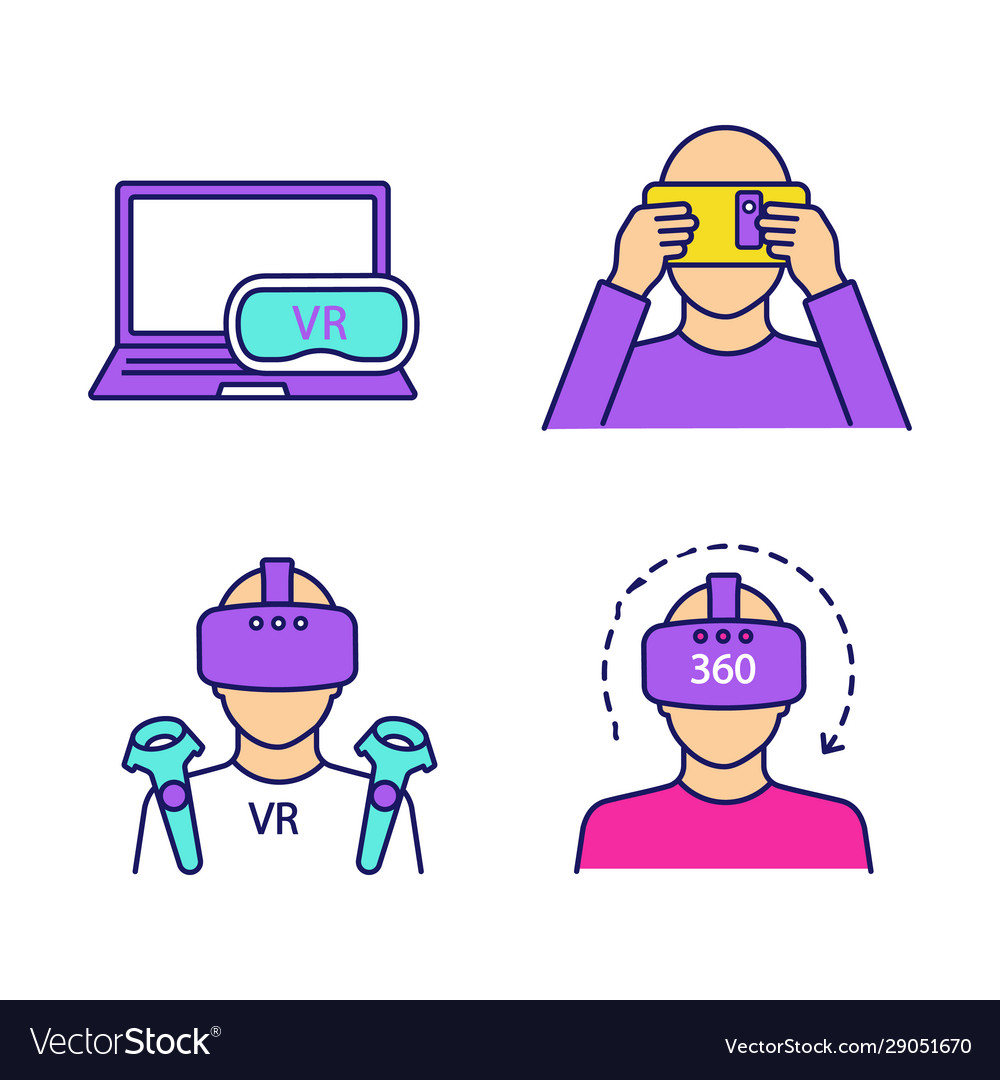 Virtual reality color icons set Royalty Free Vector Image Virtual reality color icons set Royalty Free Vector Image