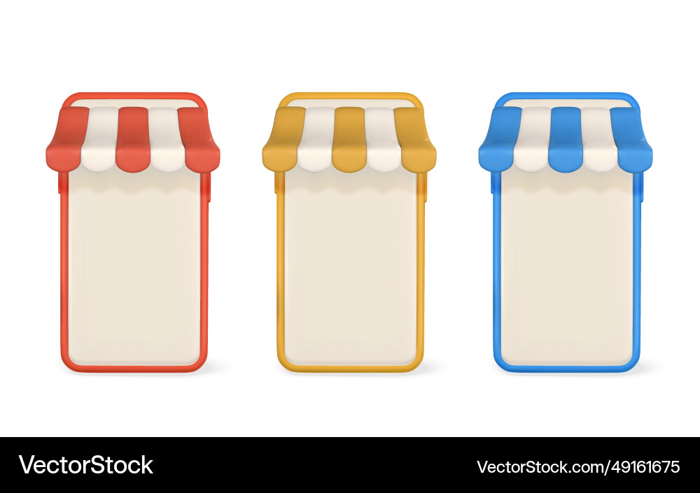 3d online shop smartphone with striped Royalty Free Vector