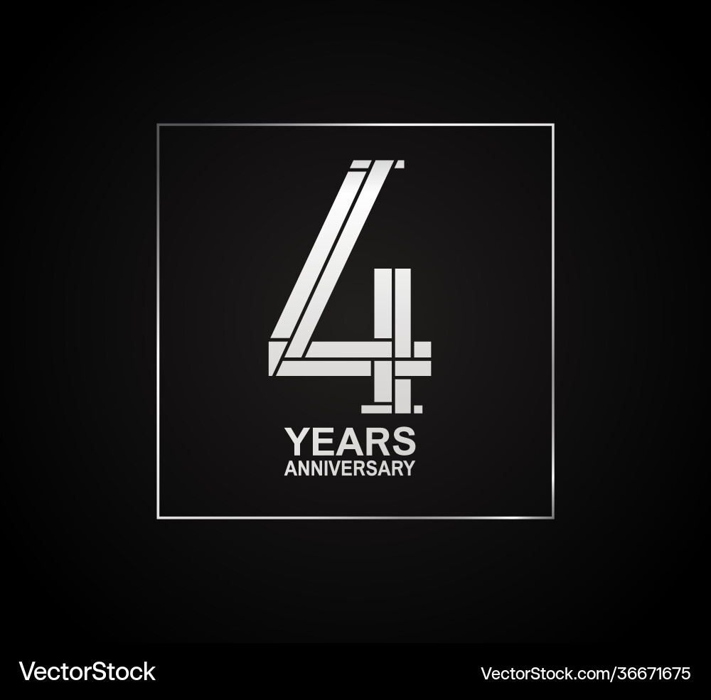 4 years anniversary logotype with cross hatch Vector Image