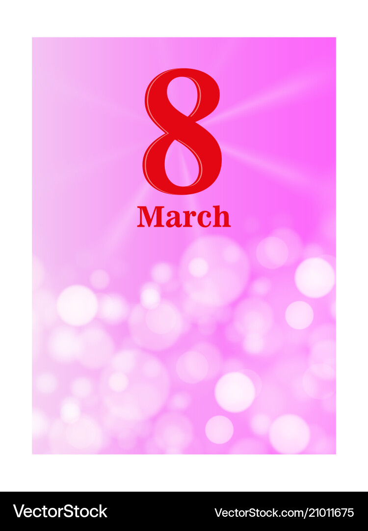 8 march greeting card template on pink background Vector Image