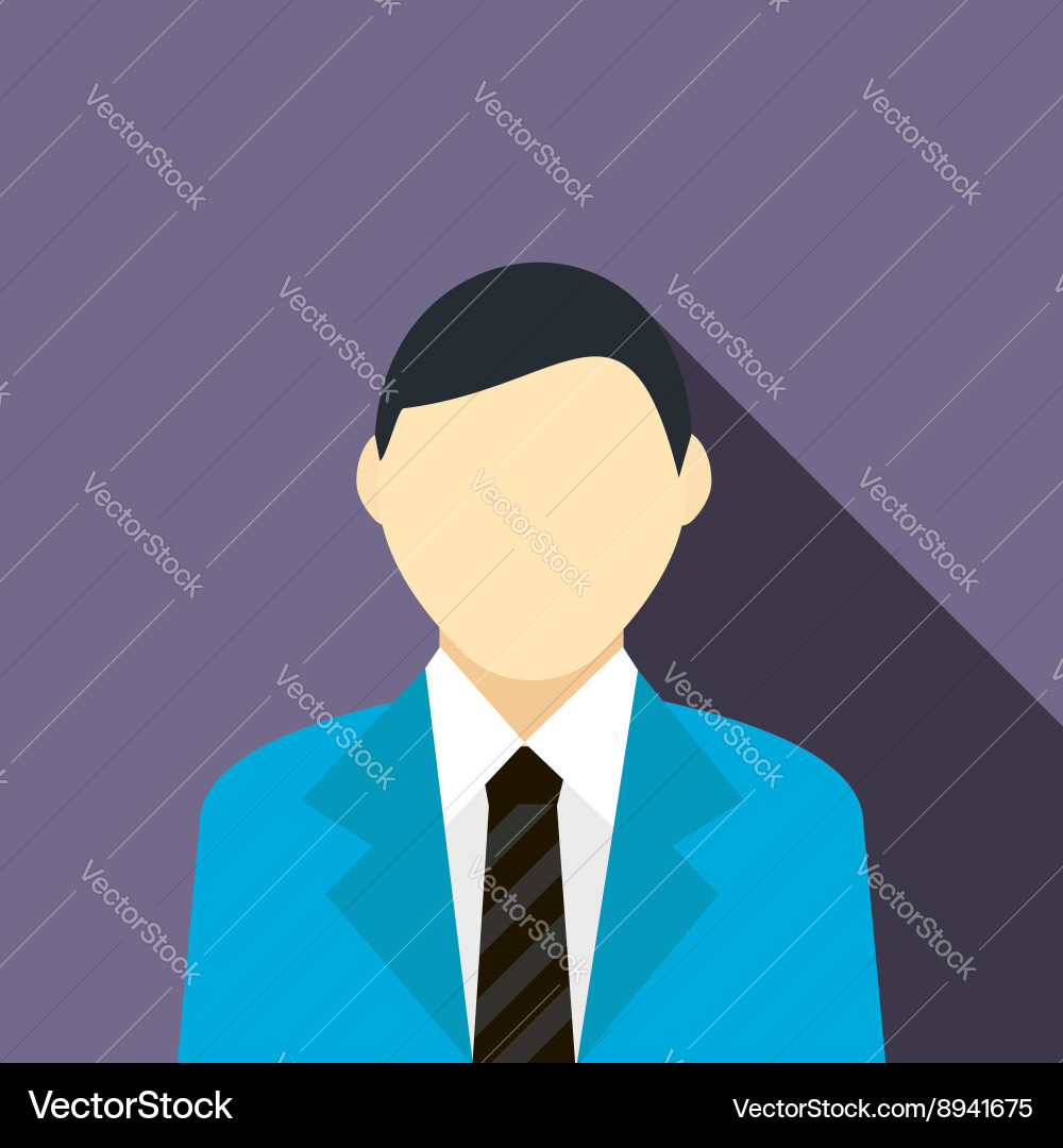 A man in a blue suit icon flat style Royalty Free Vector