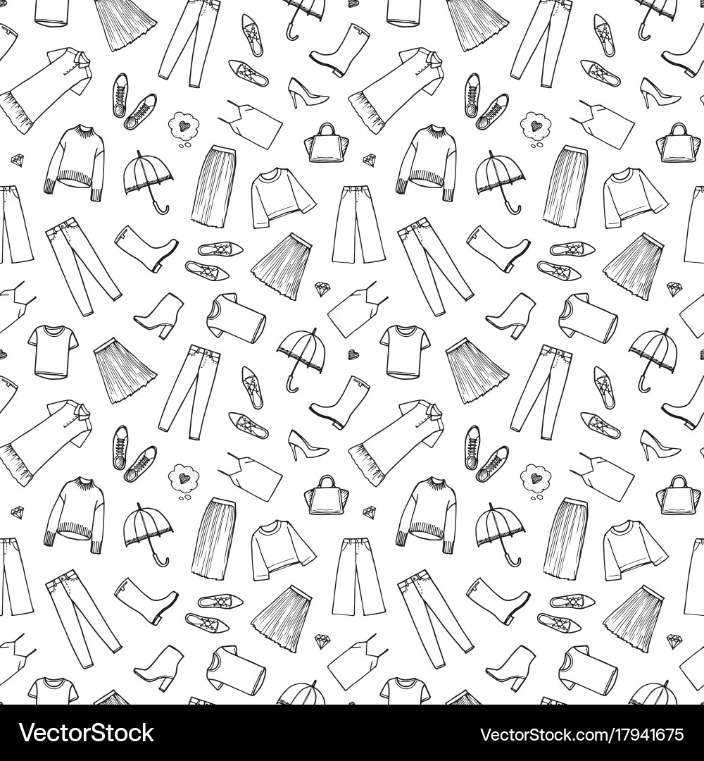 Hand drawn womens clothing Royalty Free Vector Image