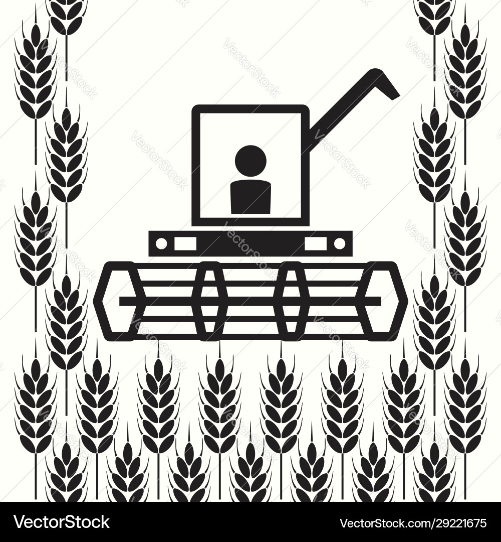 Icon combine harvester and wheat ears Royalty Free Vector