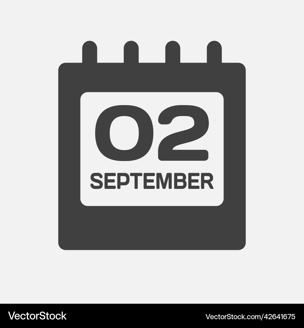 Icon day date 2 september template calendar page Vector Image