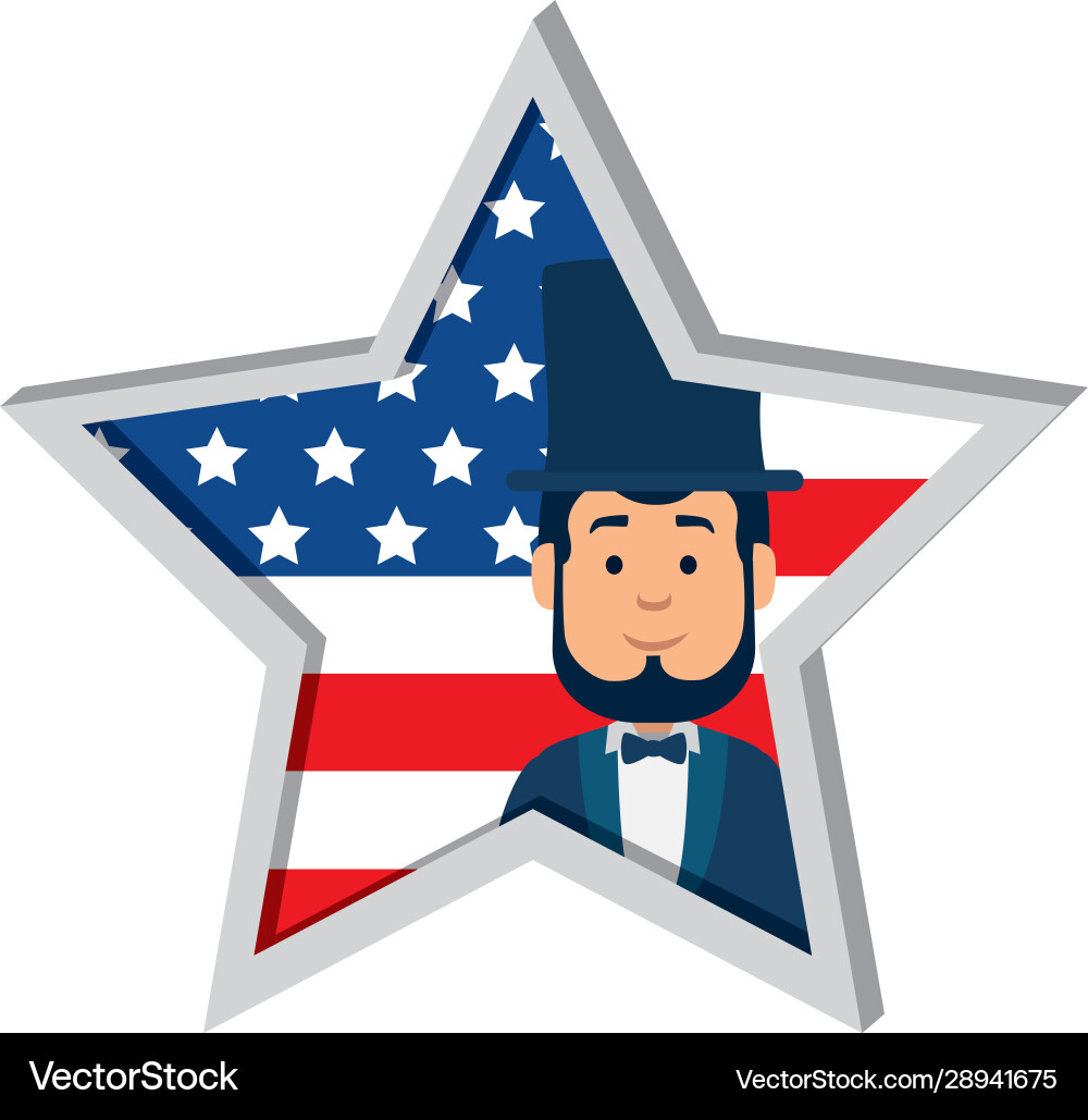 Isolated usa president man inside star Royalty Free Vector