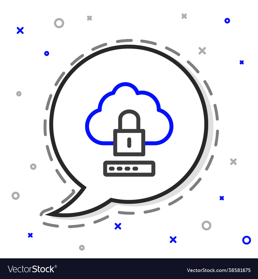 Line cloud computing lock icon isolated on white Vector Image