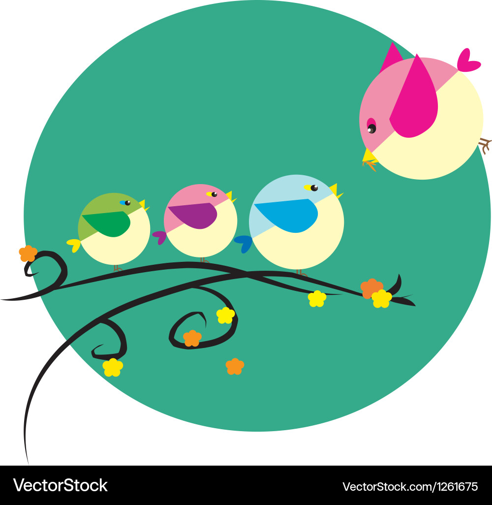 Little bird family Royalty Free Vector Image - VectorStock