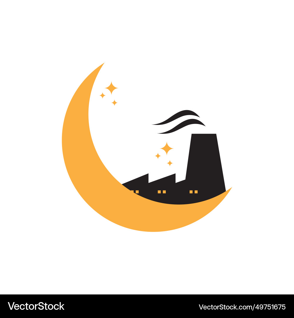 Night factory logo design icon Royalty Free Vector Image