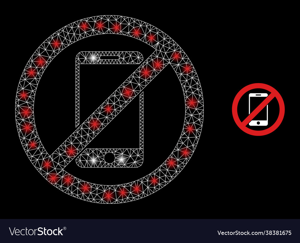 Polygonal Wire Frame Mesh Stop Smartphone Vector Image