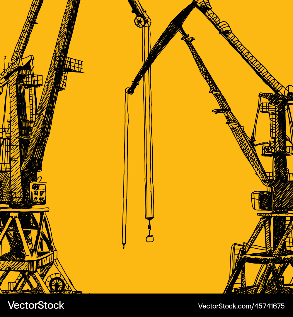 Port crane machinery building tower construction Vector Image