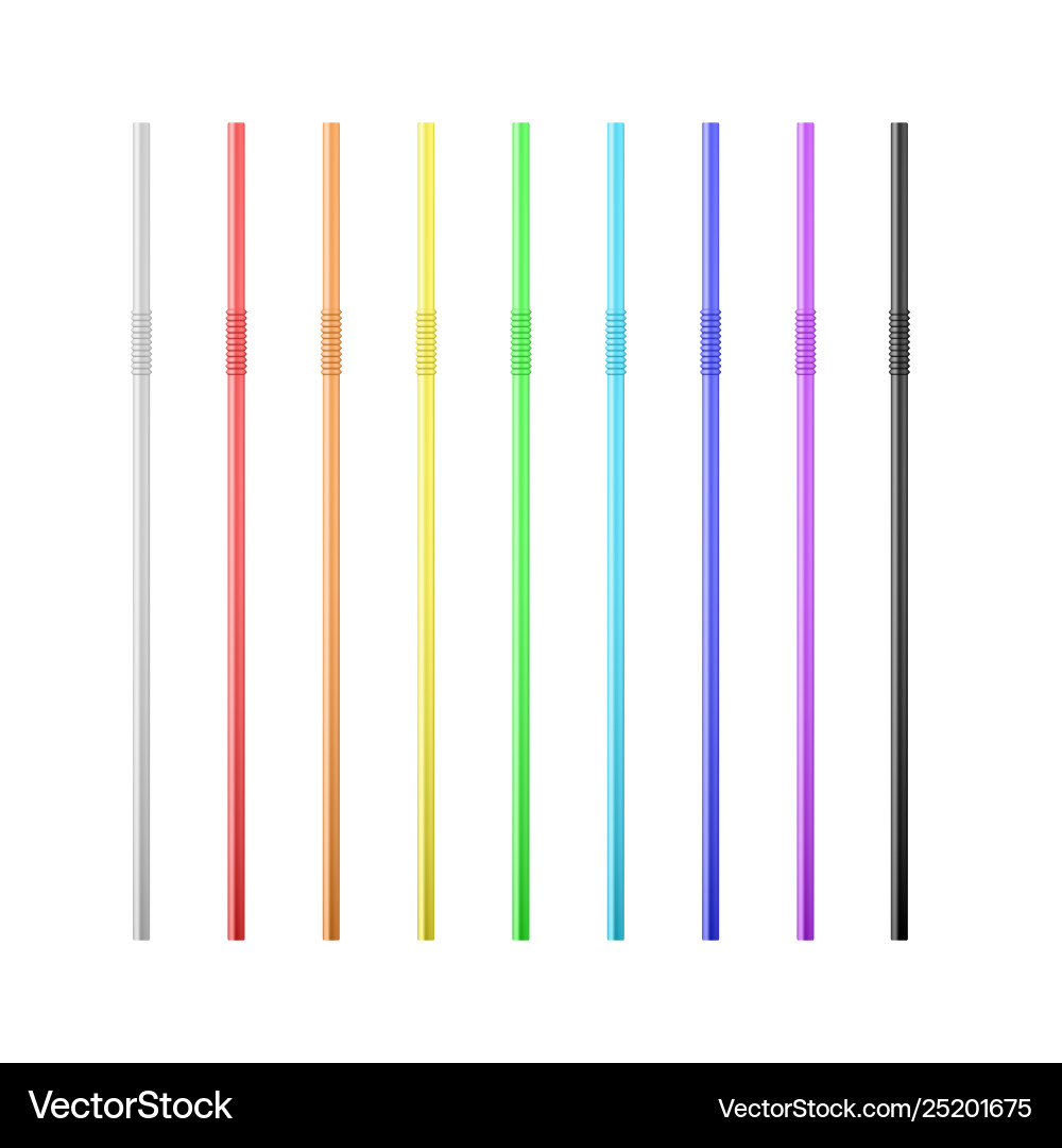 Set rainbow colorful flexible cocktail straw Vector Image