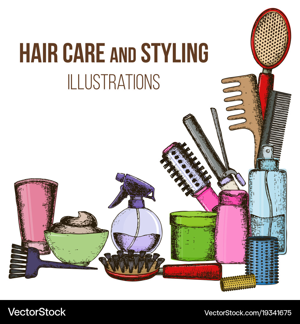Tools and hair care products Royalty Free Vector Image