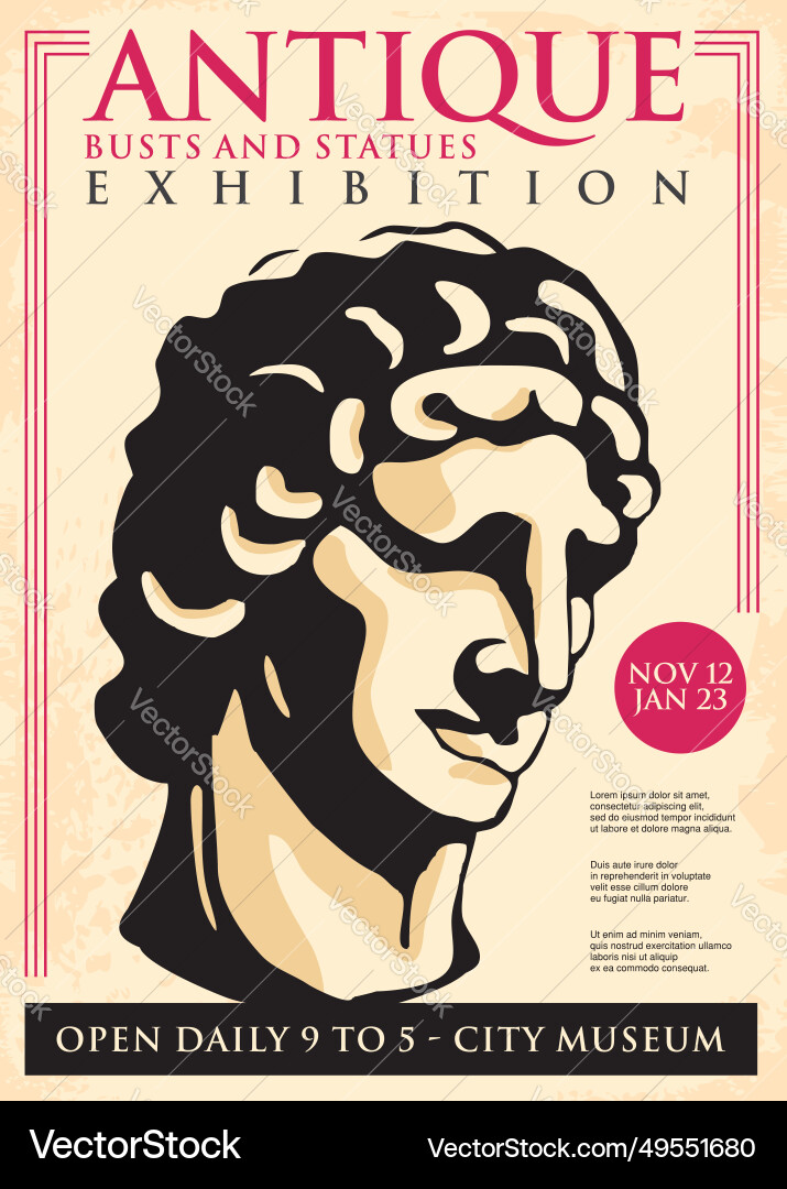 Antique busts and statues retro poster design Vector Image