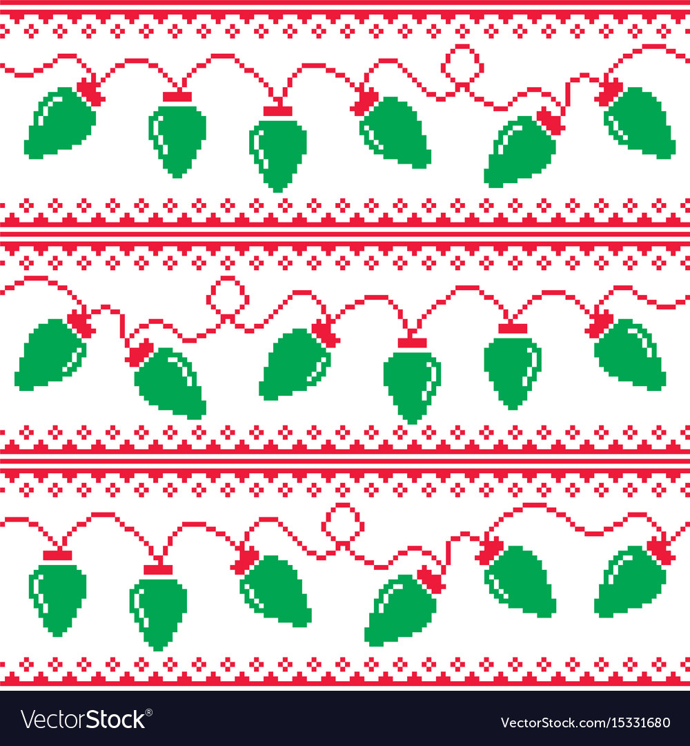 Christmas tree lights seamless pattern Royalty Free Vector