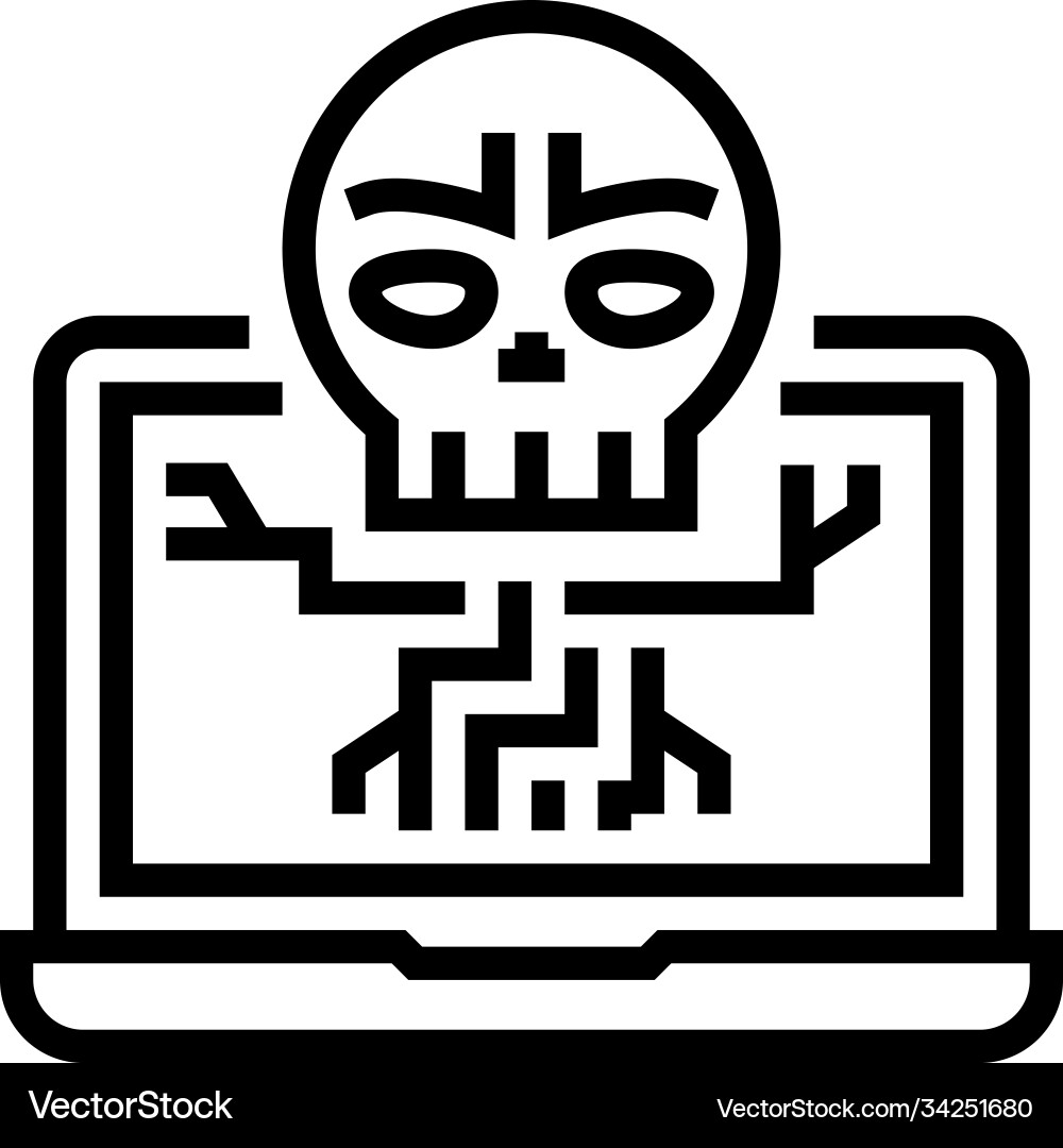 Computer death programm line icon Royalty Free Vector Image