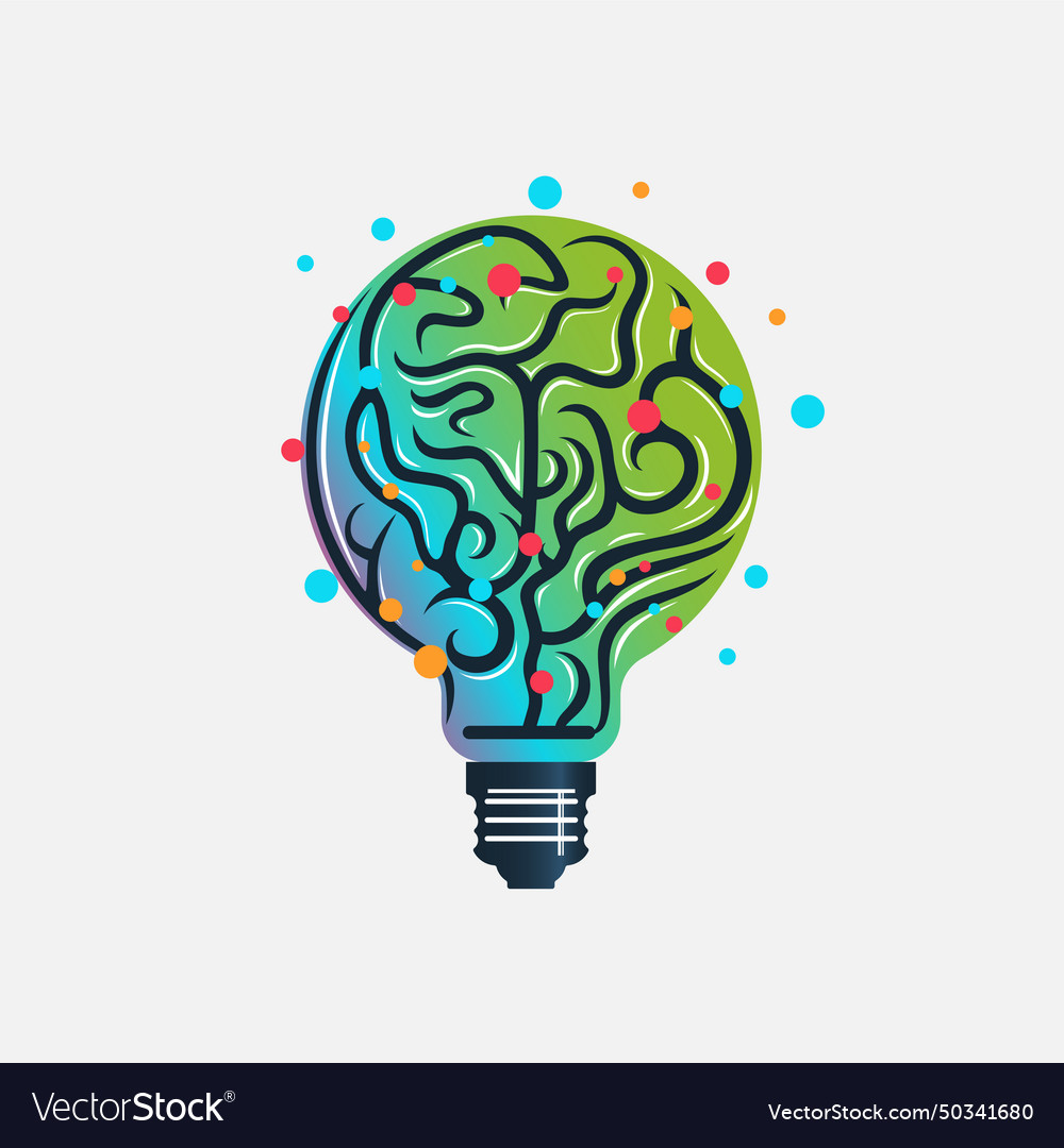 Creative idea light bulb and brain isolated Vector Image