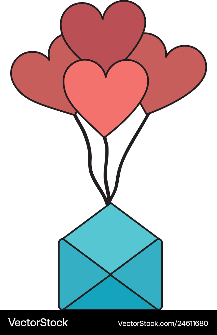 Envelope mail with balloons air in heart shape Vector Image