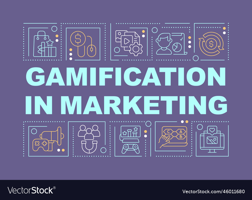 Gamification in marketing word concepts purple Vector Image Gamification in marketing word concepts purple Vector Image