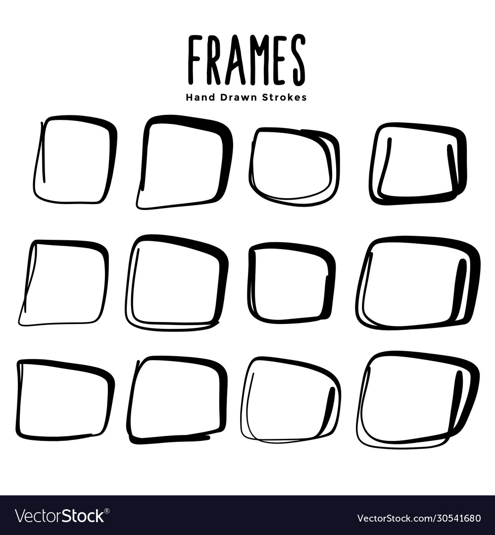 Hand drawn uneven square frames set design Vector Image