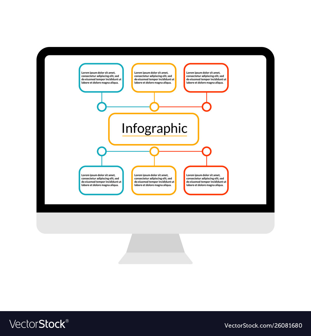 Modern computer display with infographic data Vector Image