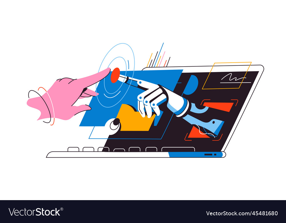 Person using artificial intelligence technology Vector Image