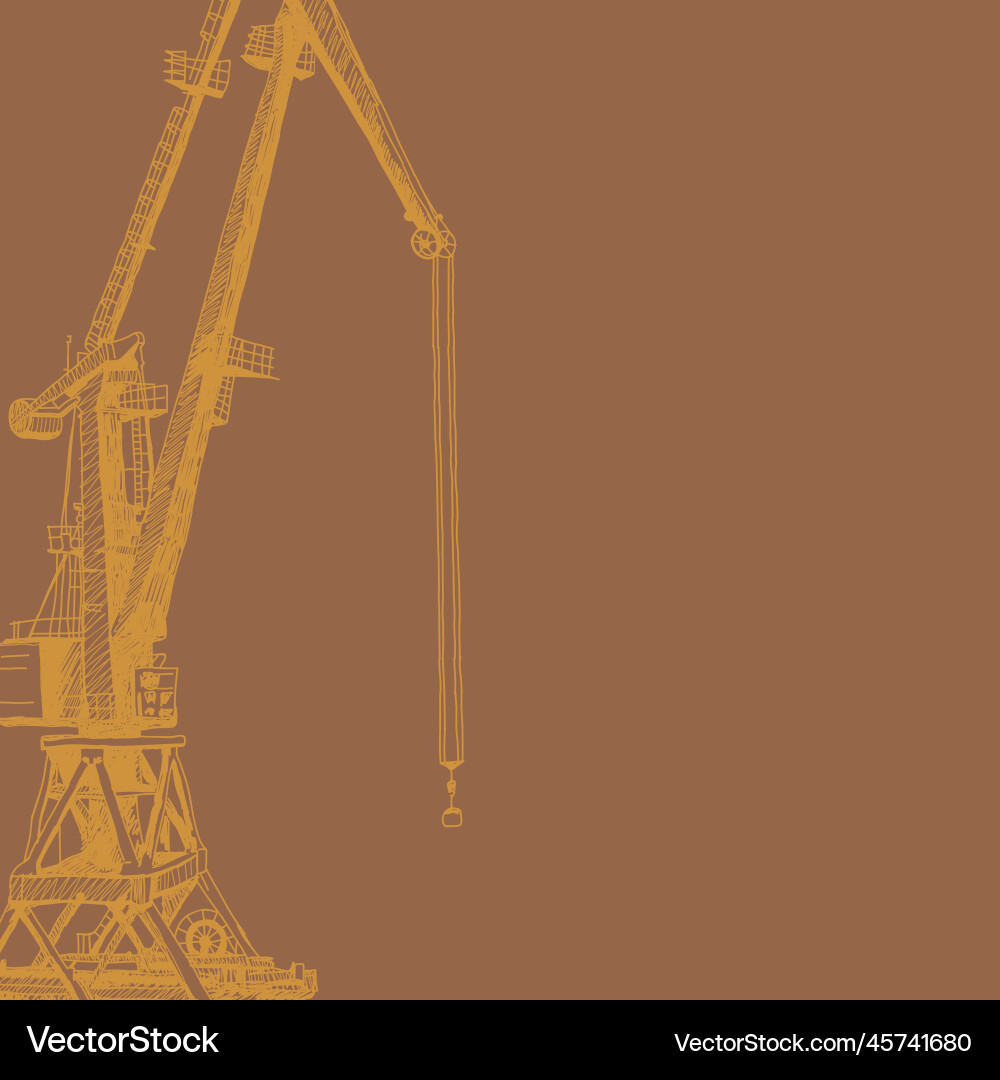 Port crane machinery building tower construction Vector Image