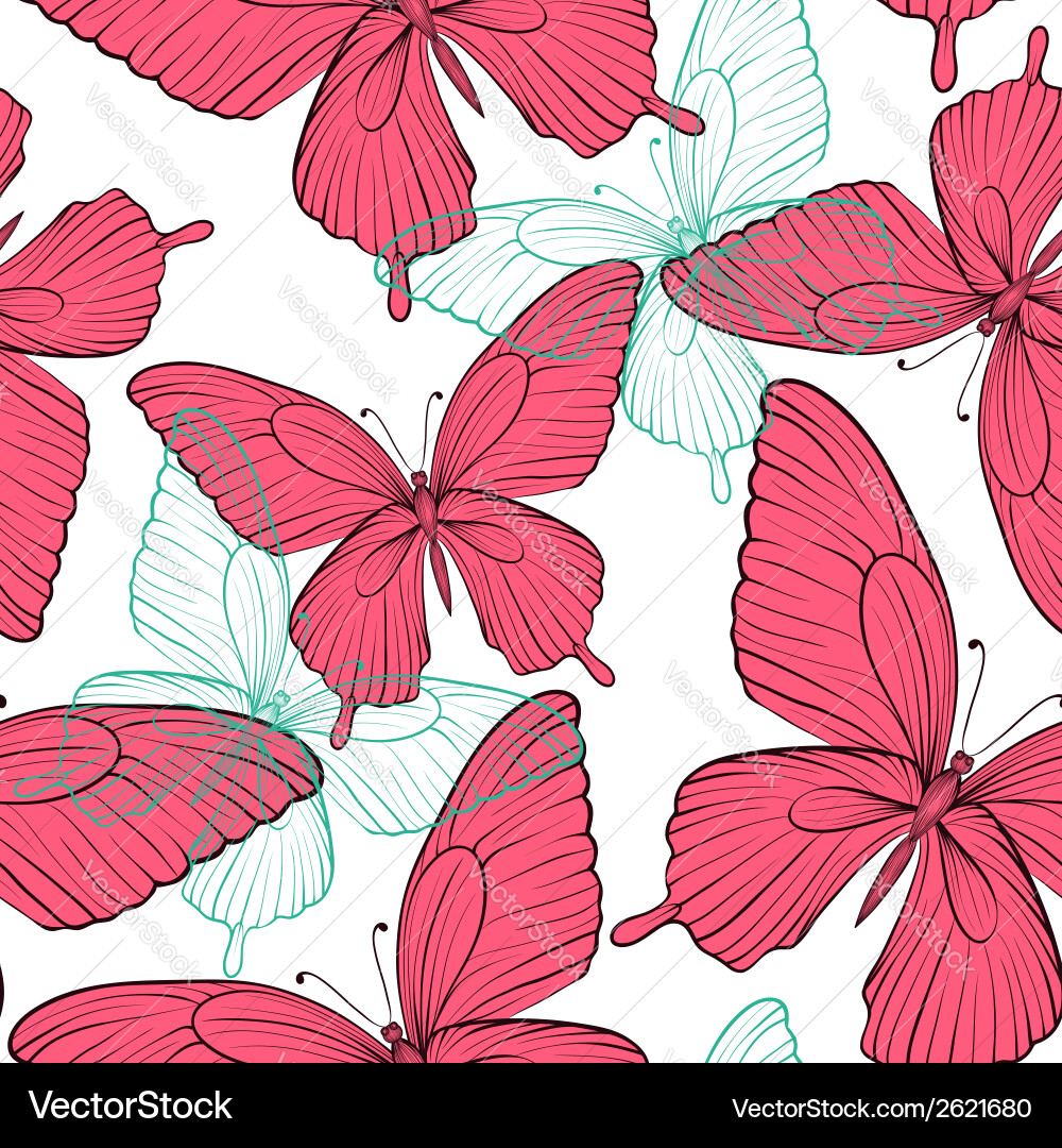 Seamless background with bright colorful butterfly