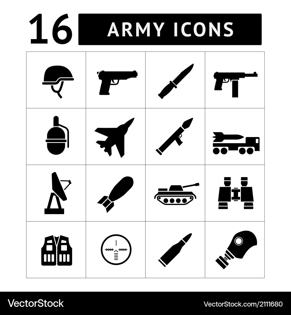 Set icons army and military Royalty Free Vector Image
