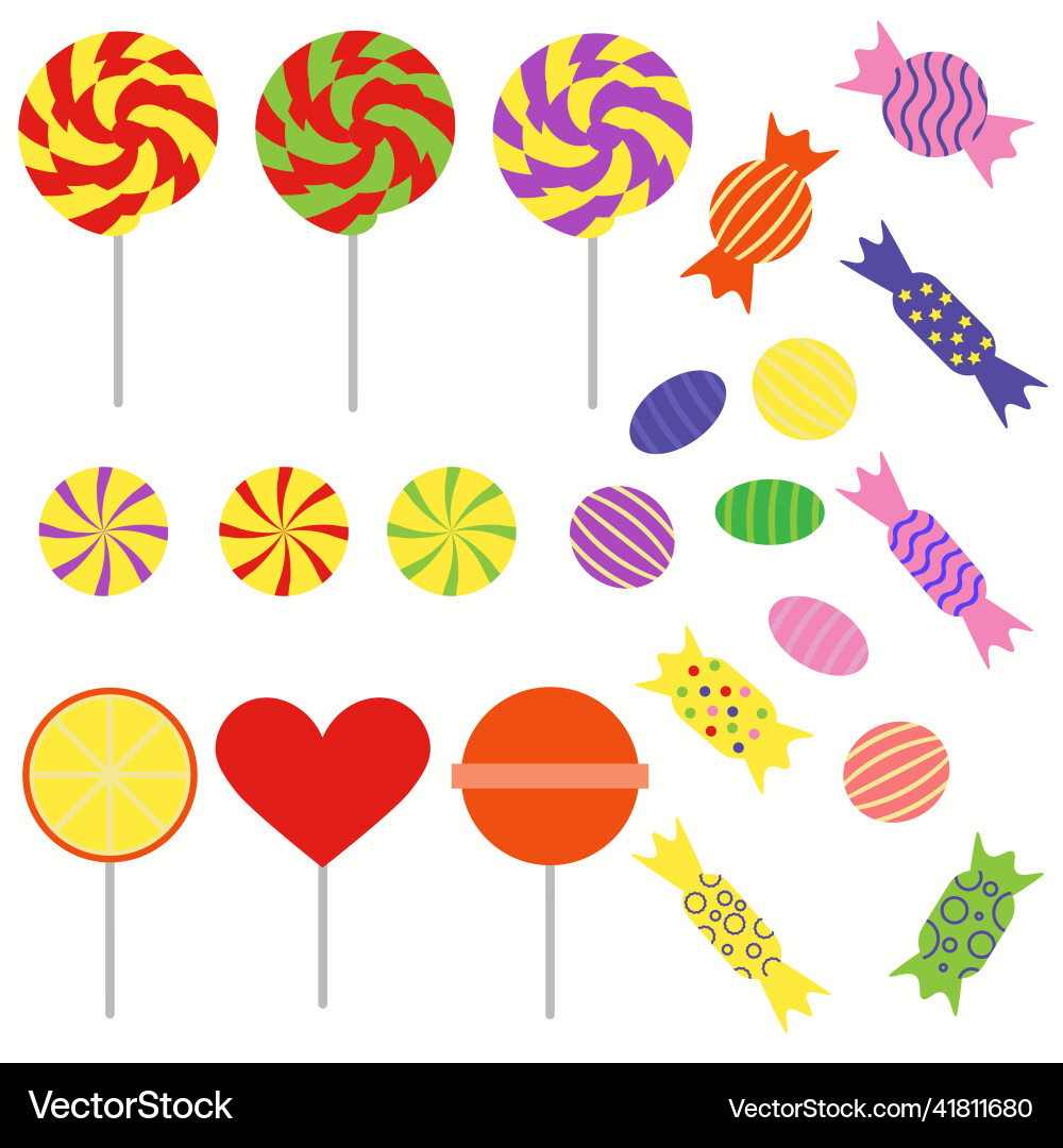 Sweets and candies icon set on white Royalty Free Vector