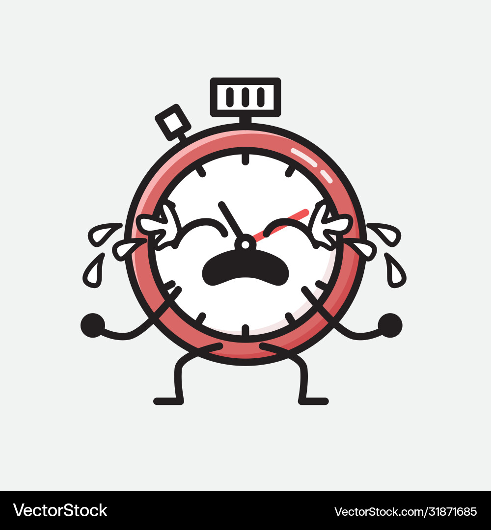 Cute sport timer mascot character in flat design Vector Image