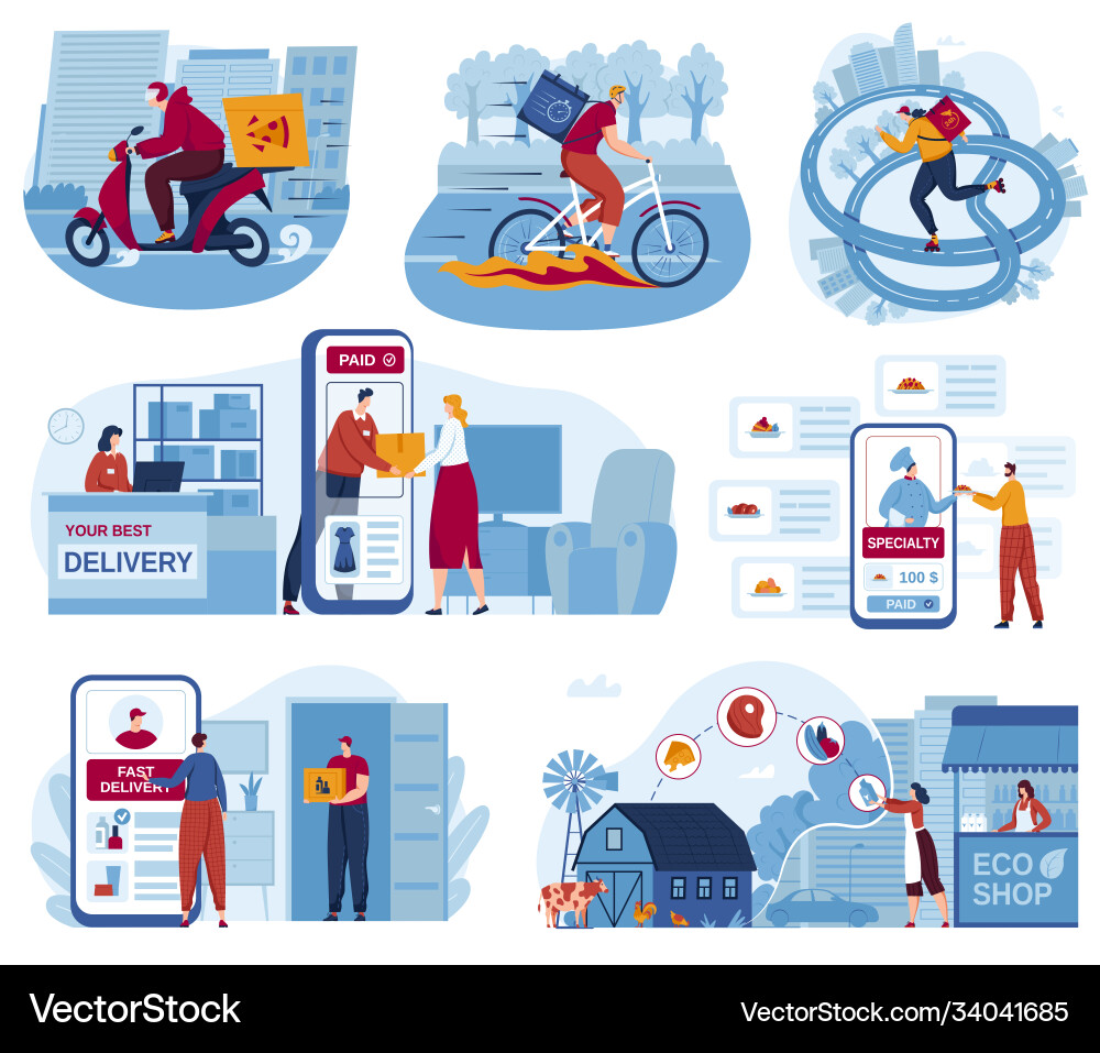 Delivery logistic for online food service Vector Image