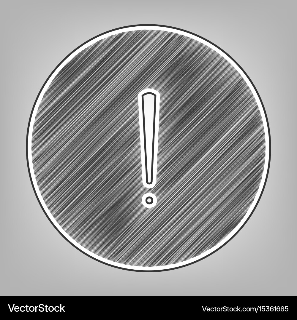 Exclamation mark sign pencil sketch Royalty Free Vector