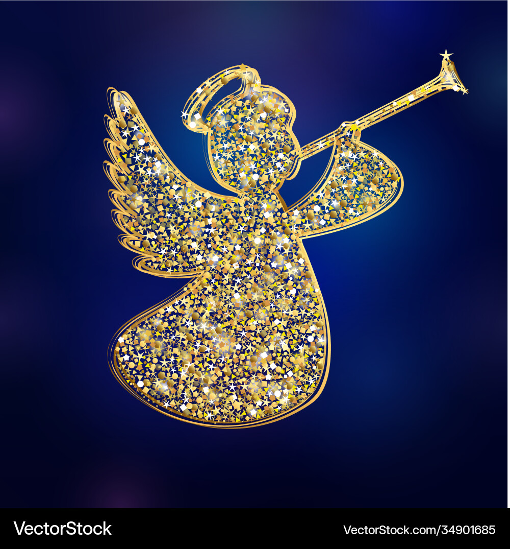 Golden christmas angel Royalty Free Vector Image