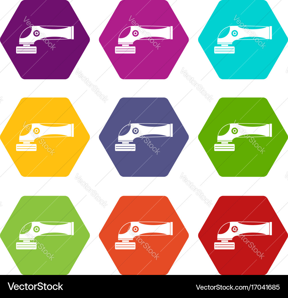 Grinder machine icon set color hexahedron Vector Image