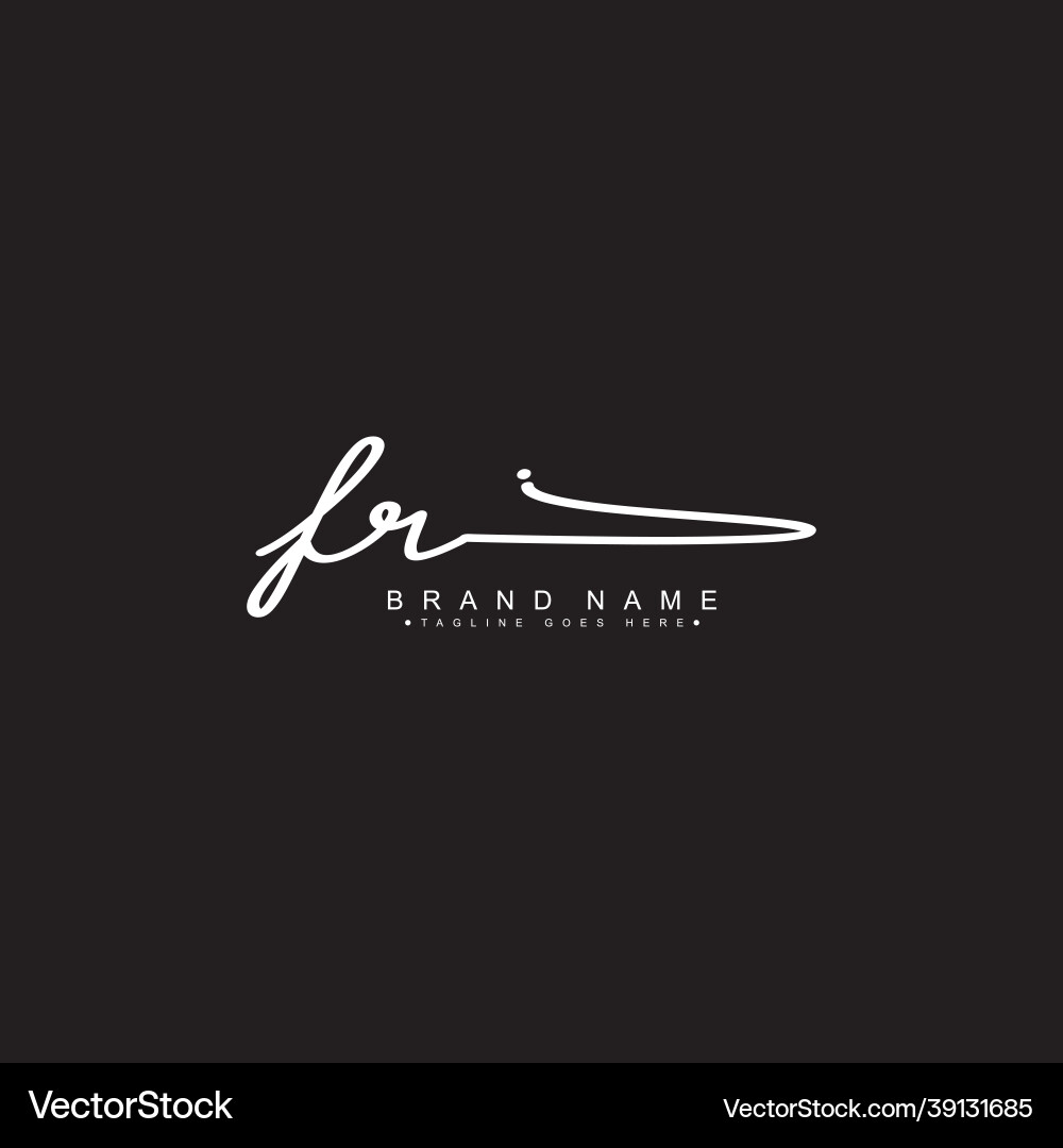 Initial letter fr logo - hand drawn signature Vector Image