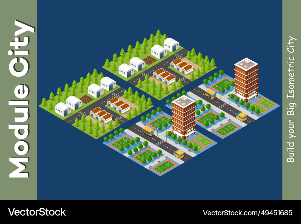 Isometric modules of the modern 3d city Royalty Free Vector