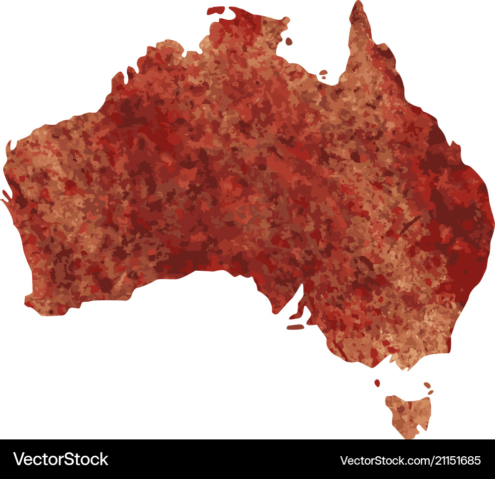 Map of australia with a reddish brown paint Vector Image
