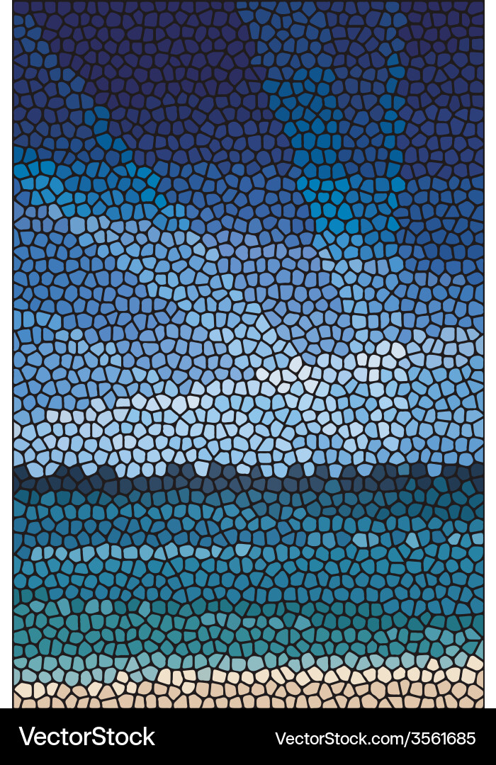 Mosaic abstract sea or ocean shore Royalty Free Vector Image