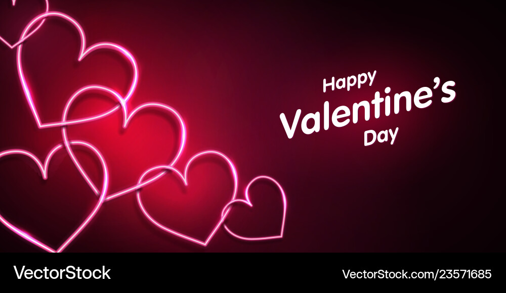 Neon heart shape on dark pink background Vector Image