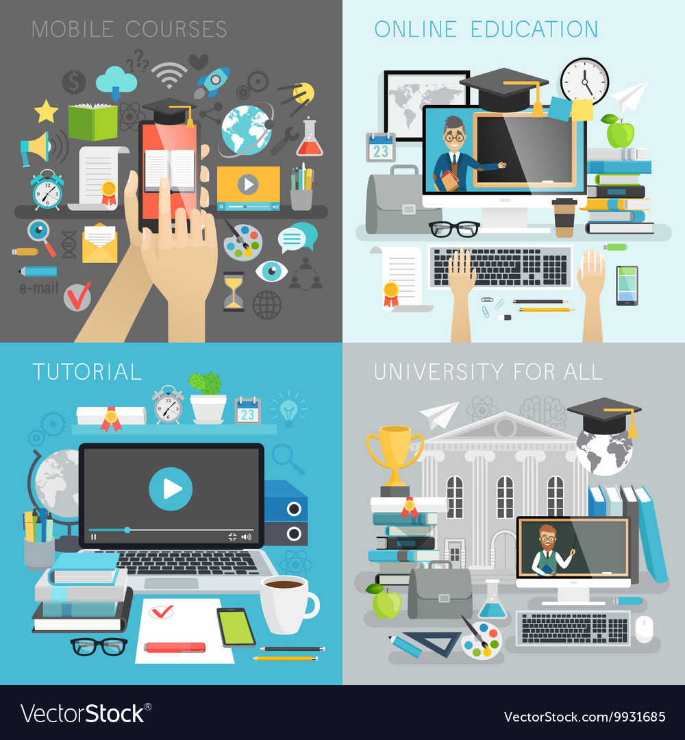 Online education tutorial university for all Vector Image