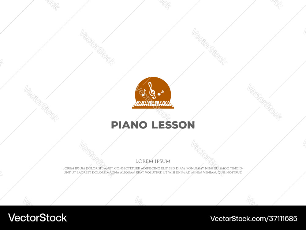 Piano with music tone for course lesson logo Vector Image