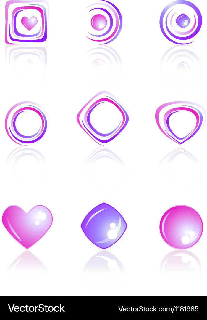 Pink and violet colors logos set Royalty Free Vector Image