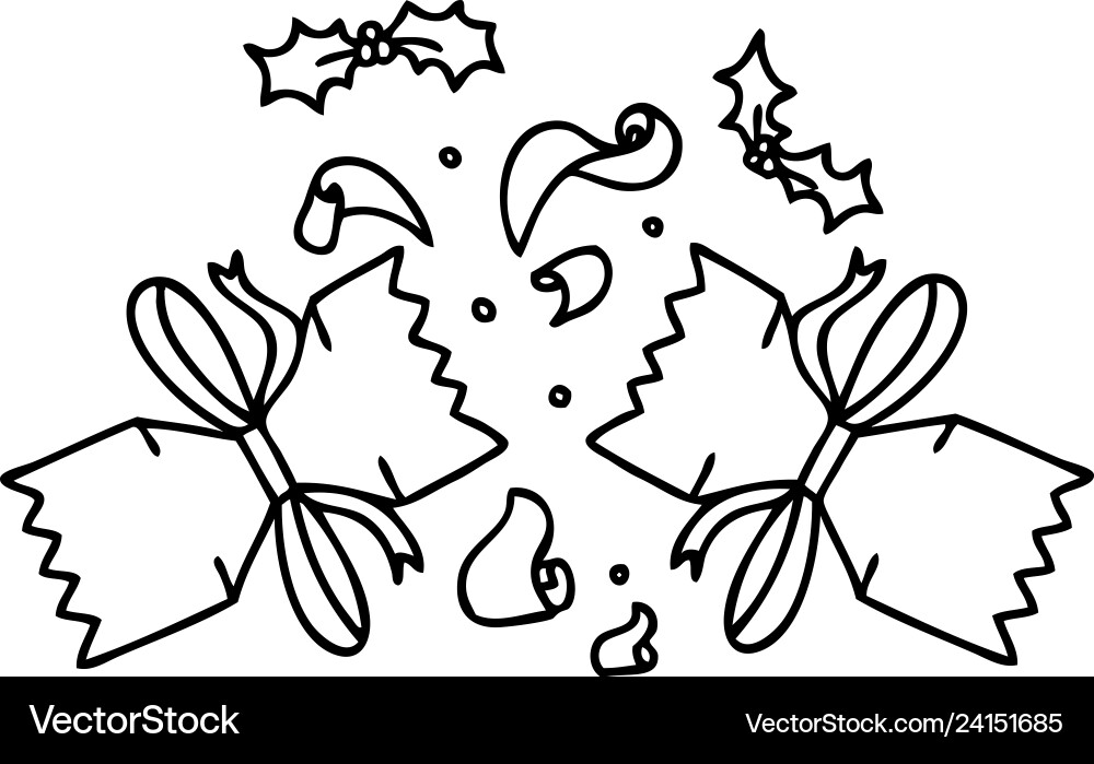 Quirky line drawing cartoon popped cracker Vector Image