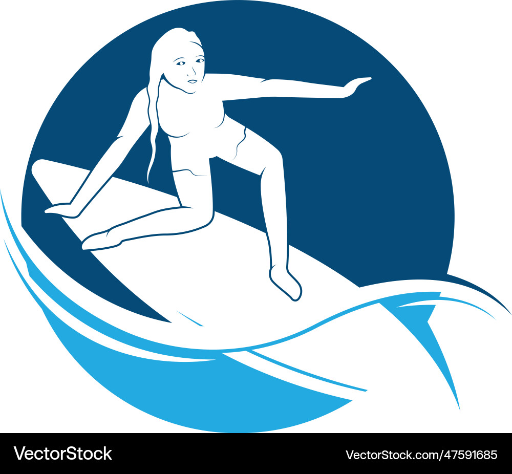 Surfing with water wave logo template symbol Vector Image