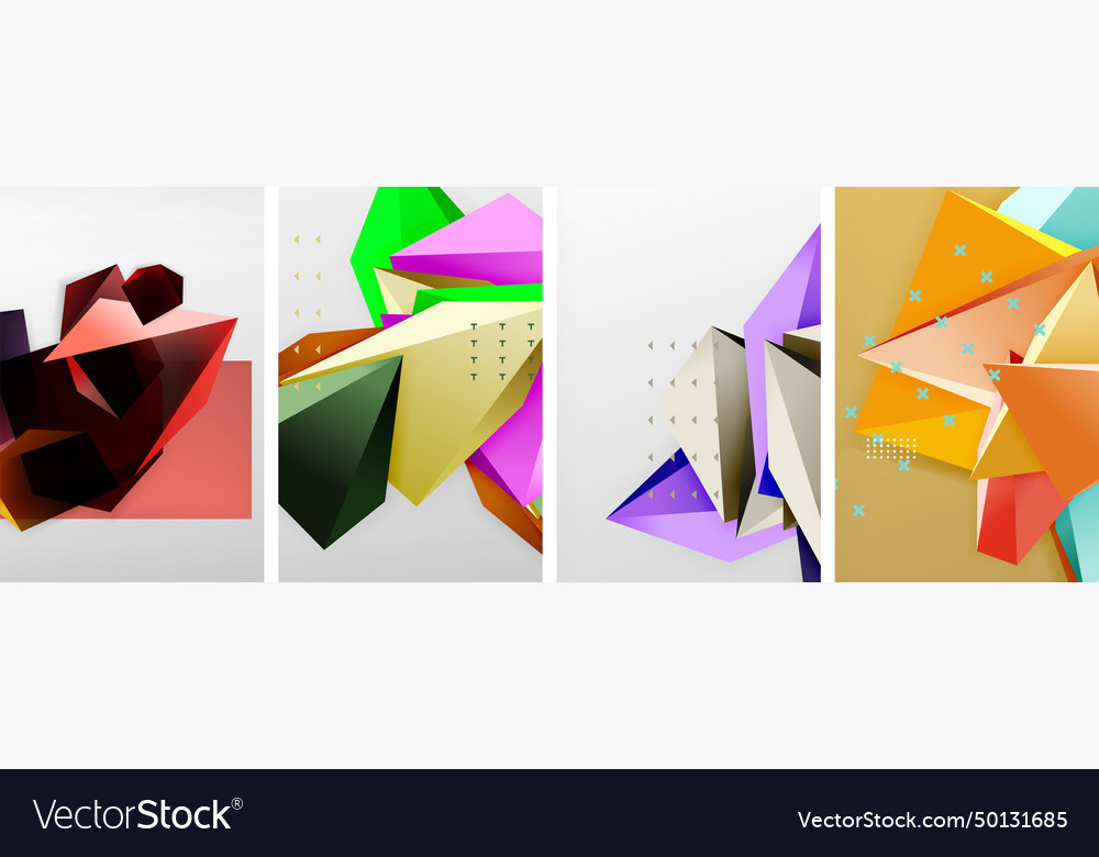 Trendy low poly 3d triangle shapes and other Vector Image